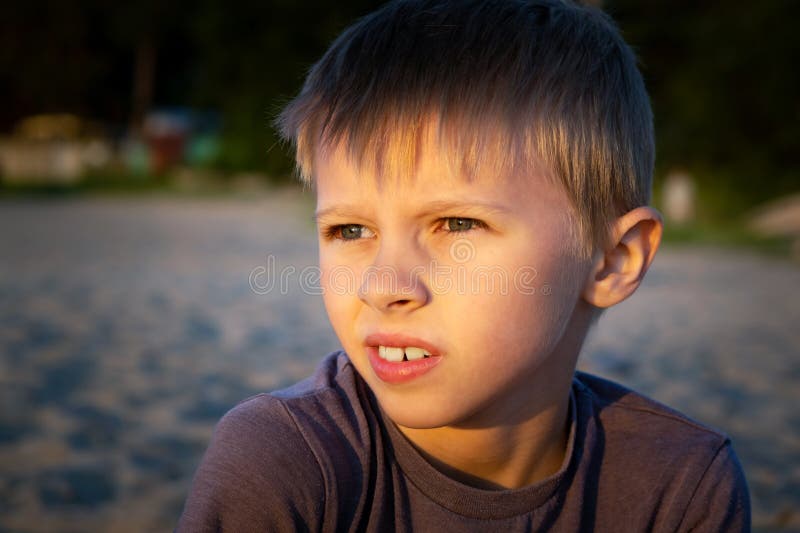 Sad Boy Portrait outdoor stock photo. Image of problem - 288498526