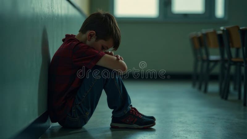 Sad Boy Sitting in the Corner Stock Image - Image of problem, corner ...