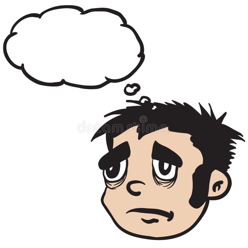 Sad Boy with Thought Bubble Stock Vector - Illustration of expression ...