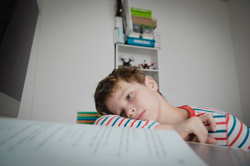 Child Tired and Bored of Doing Homework, Kid Stressed from Learning ...