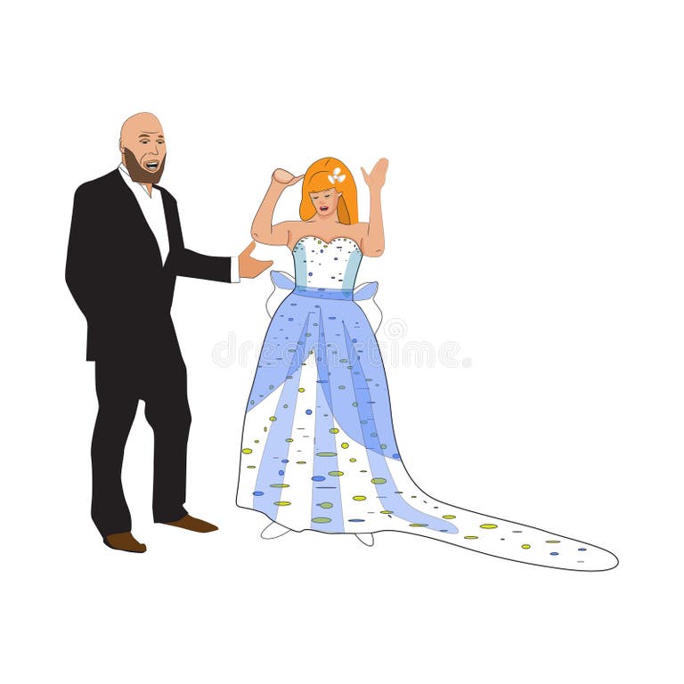 Sad Bride Gesturing and Crying. Vector Illustration Stock Illustration ...