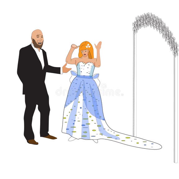 Sad Bride Gesturing and Crying. Vector Illustration Stock Illustration ...