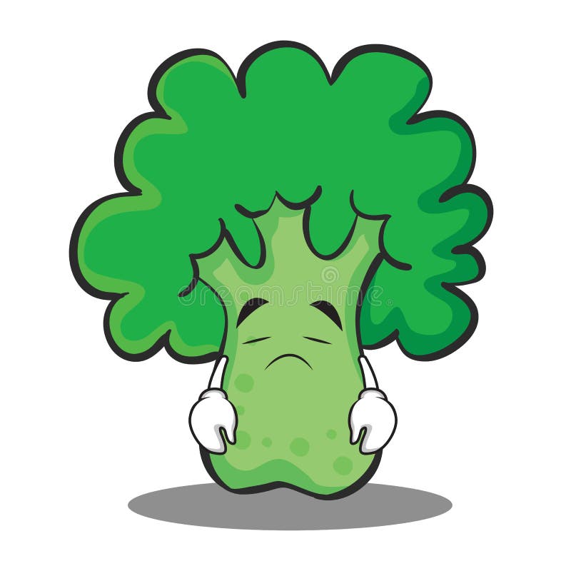 Sad Broccoli Chracter Cartoon Style Stock Vector - Illustration of ...