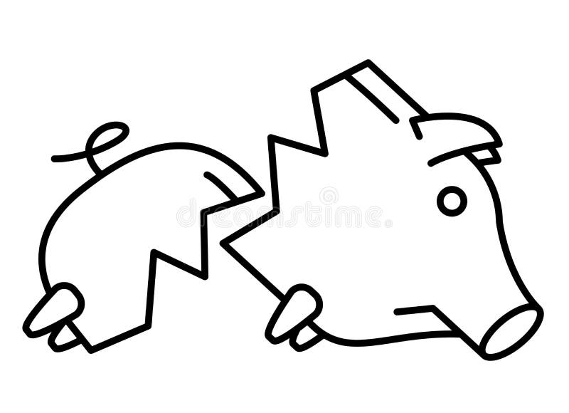 Broken moneybox piggy stock illustration. Illustration of finances ...