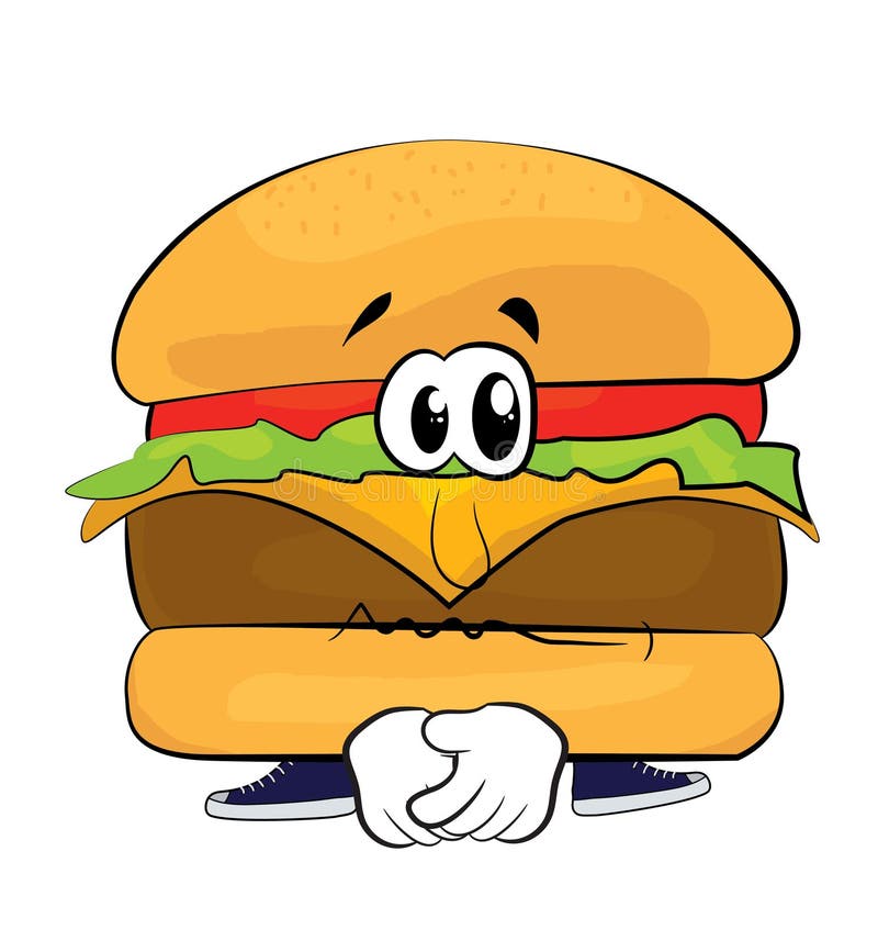Sad burger cartoon stock illustration. Illustration of depressed - 43762441