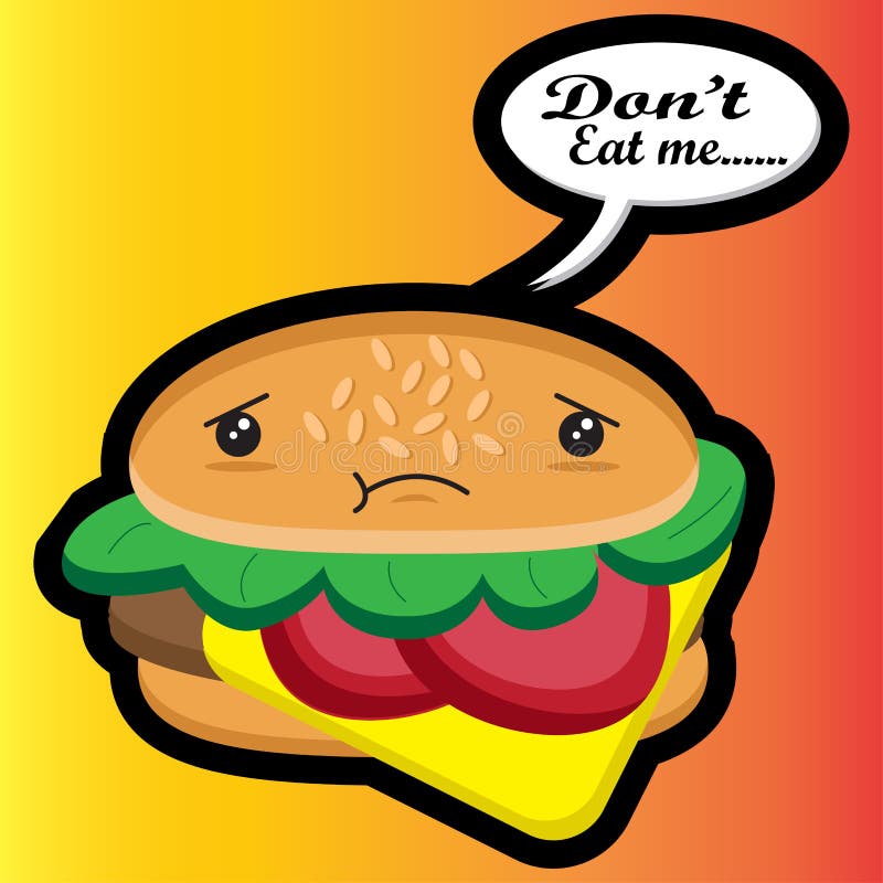 The sad burger stock vector. Illustration of cheeseburger - 259618584