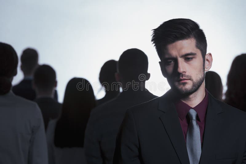 Sad businessman in crowd stock image. Image of people - 95151573