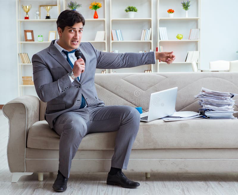 Sad Businessman Singing in Office Stock Image - Image of business ...