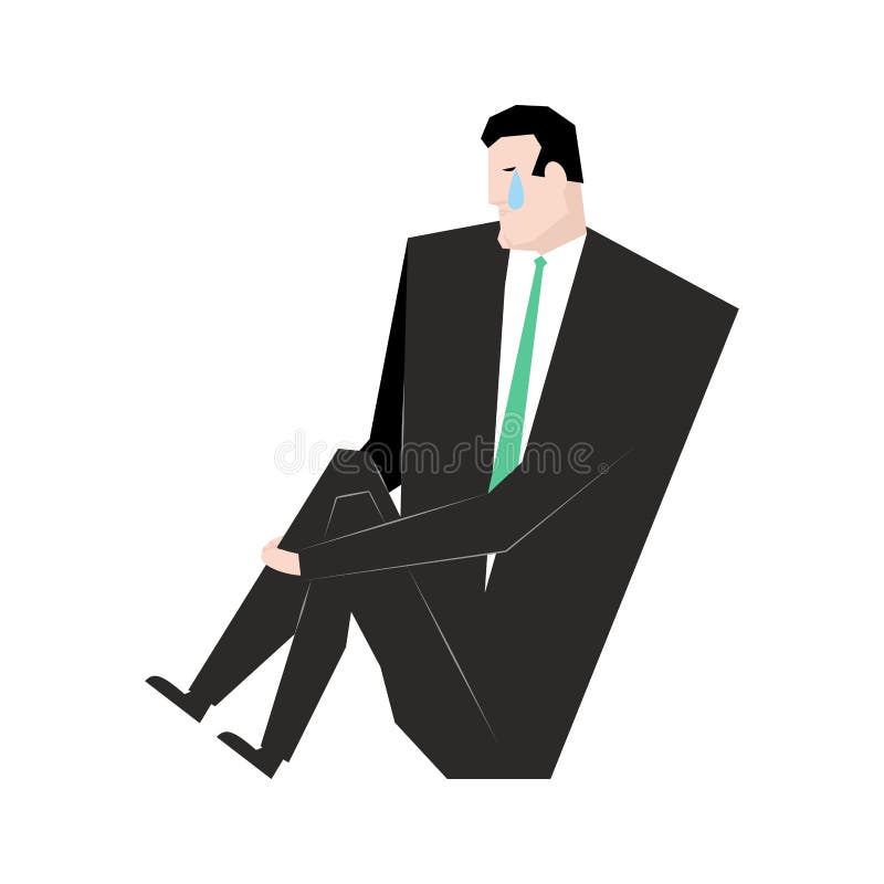 Sad Businessman. Sorrowful Boss. Crying Guy Stock Vector - Illustration ...