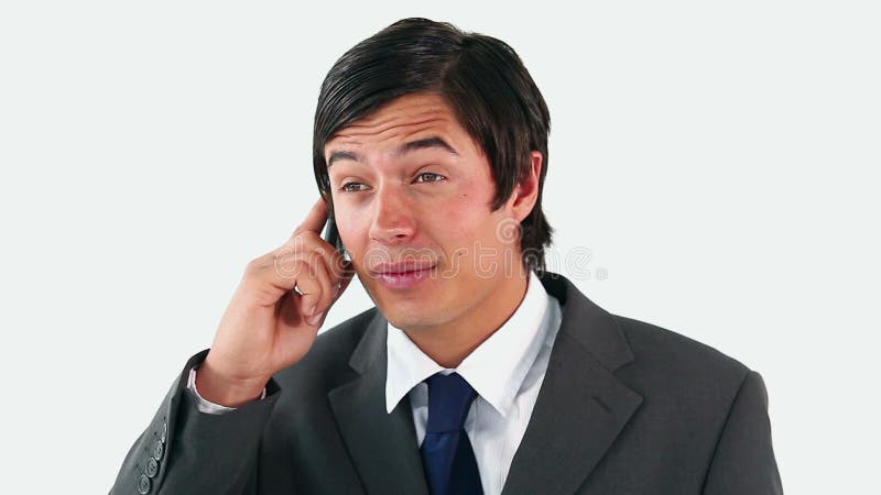 Businessman biting nails stock video. Video of squint - 46825013
