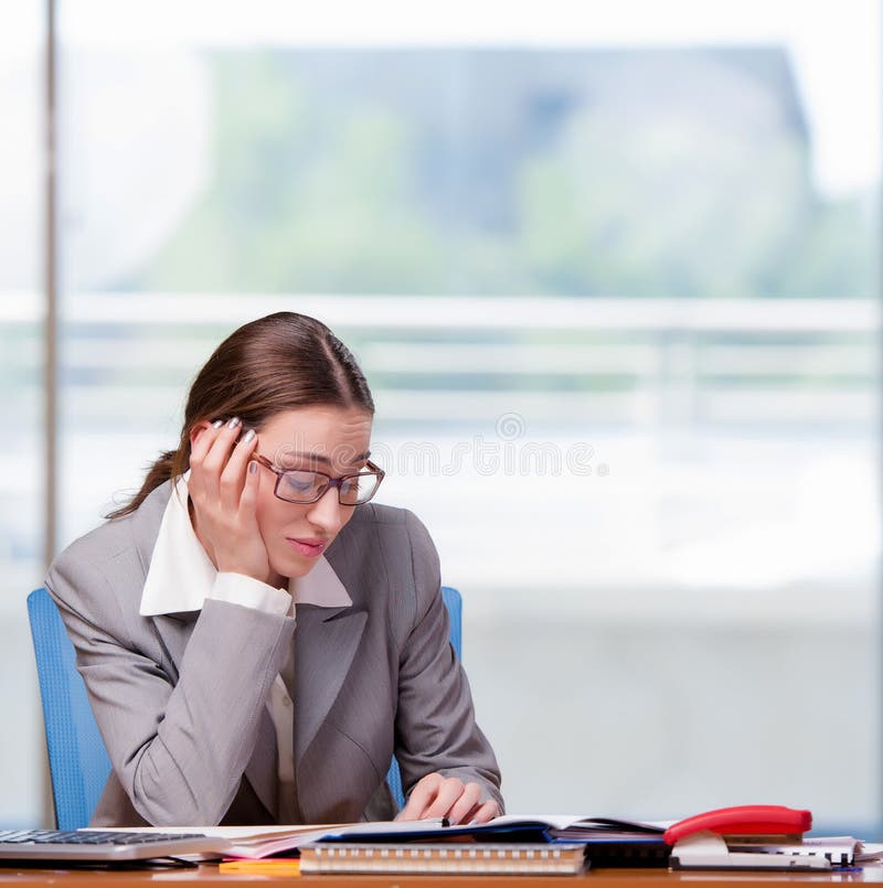 Sad Businesswan in the Office at Work Stock Image - Image of moody ...