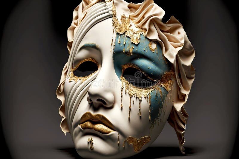 Sad Carnival Mask, Art Performance Stock Illustration - Illustration of ...