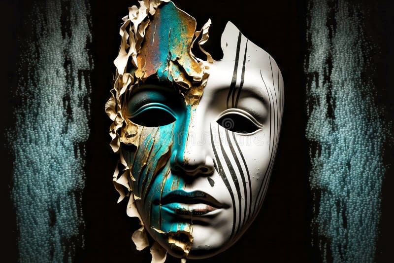 Sad Carnival Mask, Art Performance Stock Illustration - Illustration of ...