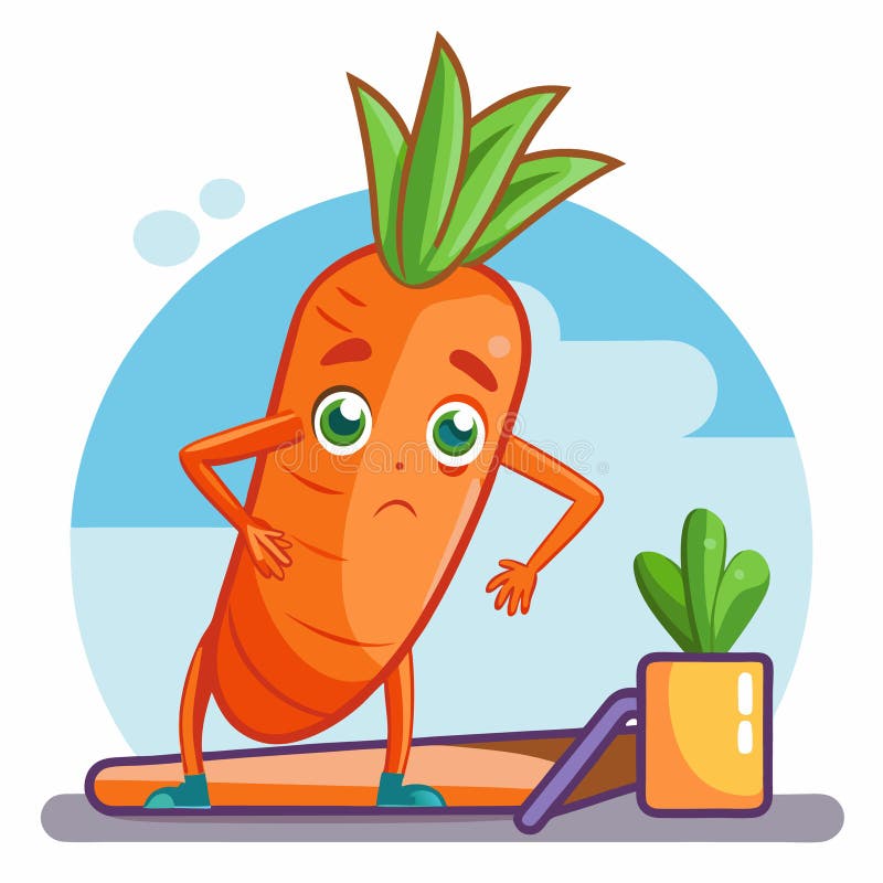 Sad carrot struggling stock vector. Illustration of healthy - 377291104