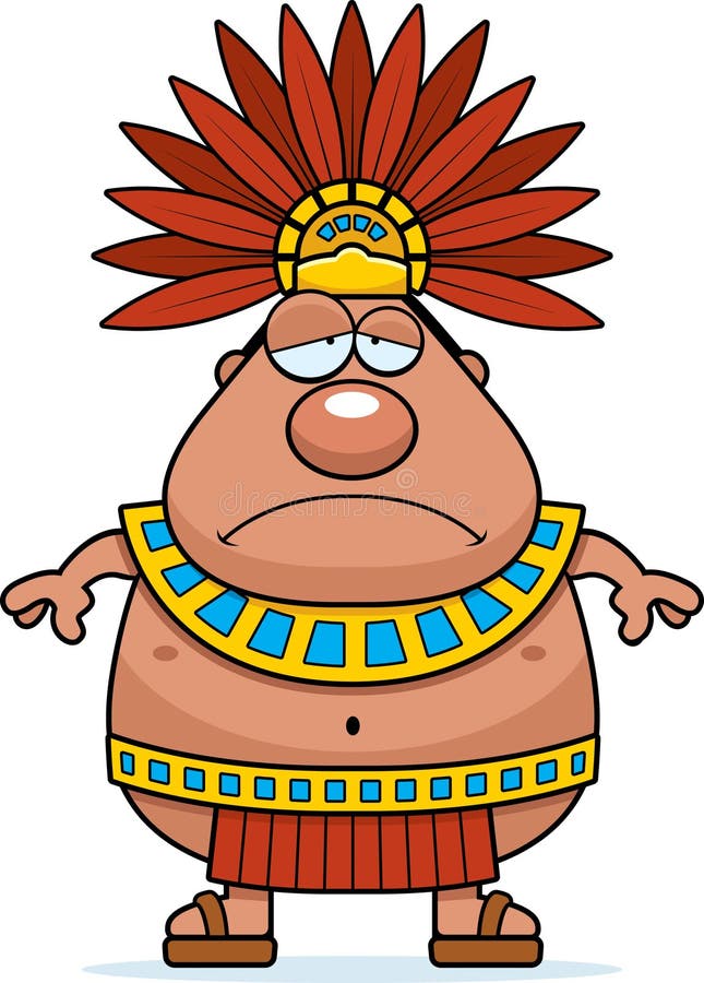 Sad Cartoon Aztec King stock vector. Illustration of clipart - 51203385