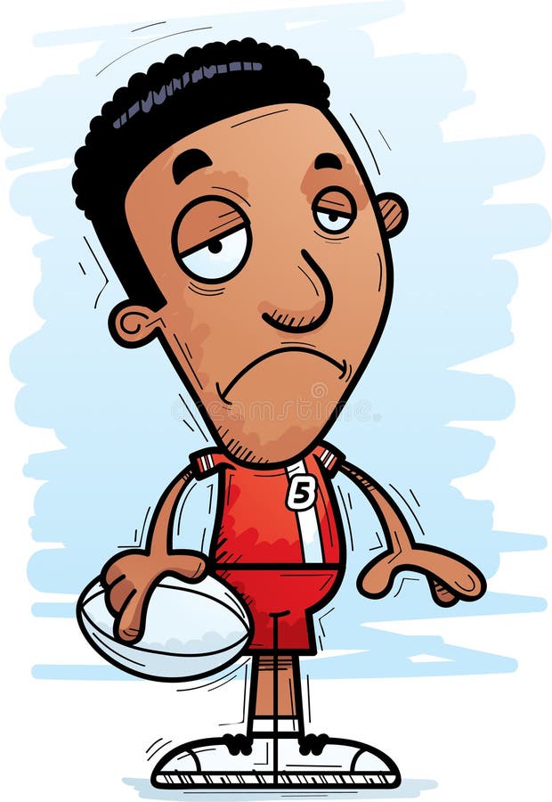 Sad Cartoon Black Rugby Player Stock Vector - Illustration of doodle ...
