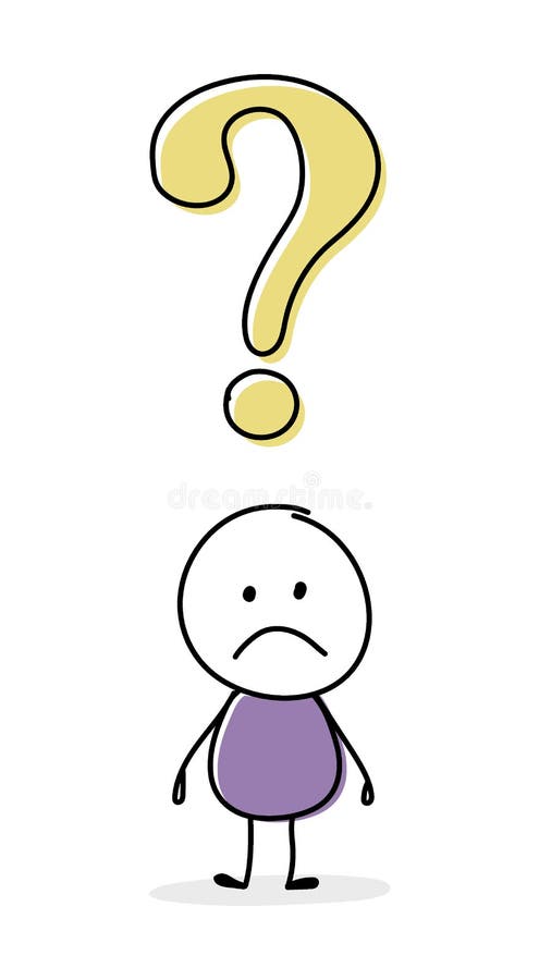 Sad Cartoon Businessman with Question Mark Icon. Vector Stock Vector ...