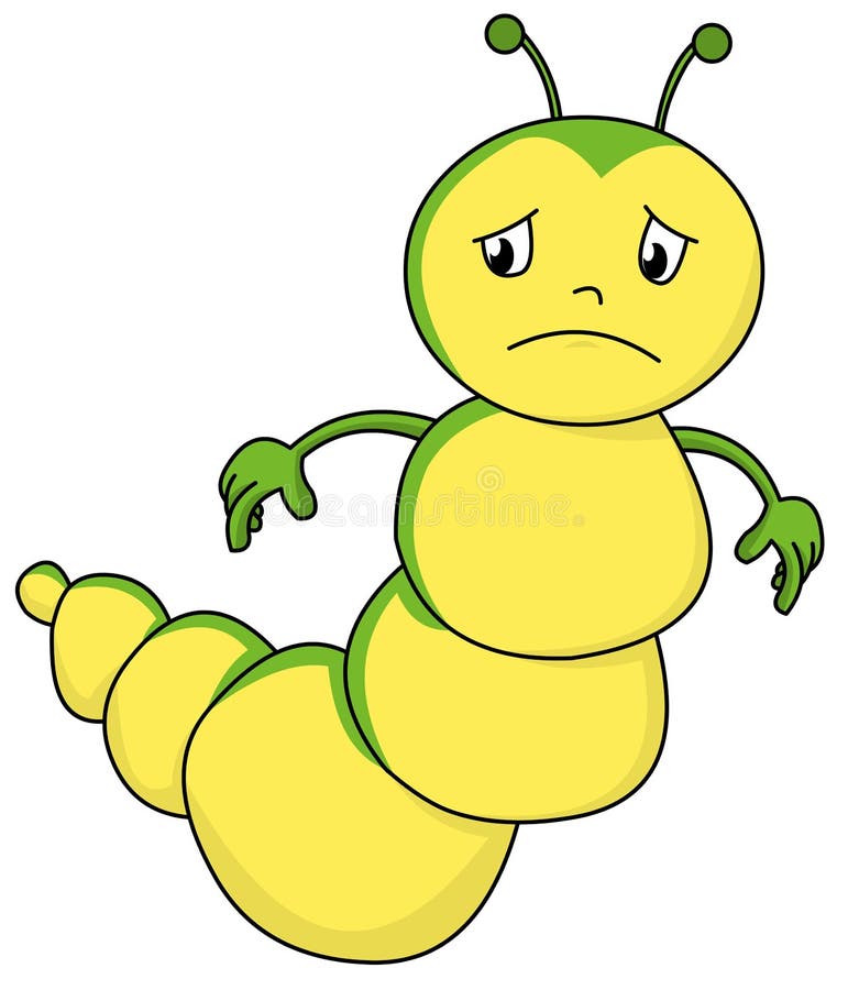 Sad Cartoon Caterpillar Isolated with White Background Stock ...