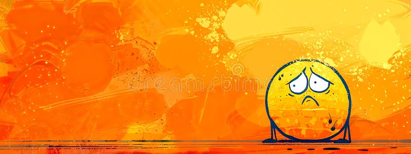 Sad Cartoon Character on Abstract Orange Background Stock Image - Image ...