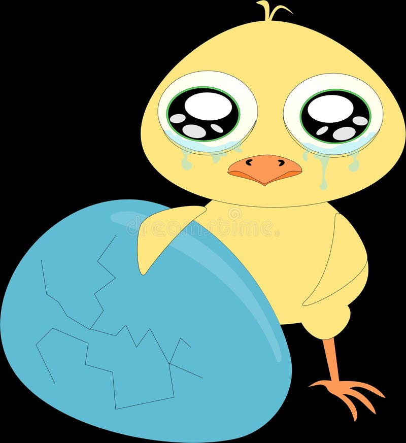 Sad Cartoon Chicken with Blue Broken Egg 1 Stock Vector - Illustration ...