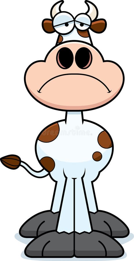 Sad Cartoon Cow stock vector. Image of bull, frown, vector - 47054750