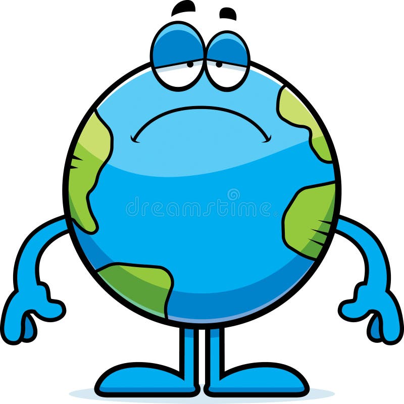 Sad Cartoon Earth stock vector. Illustration of planet - 47066008