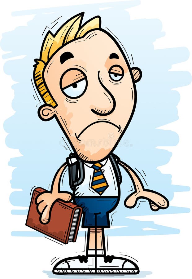 Sad Cartoon Man Student stock vector. Illustration of backpack - 115948780