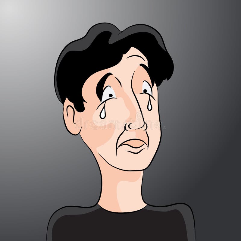 Sad Cartoon Man with Tears stock vector. Illustration of condition ...
