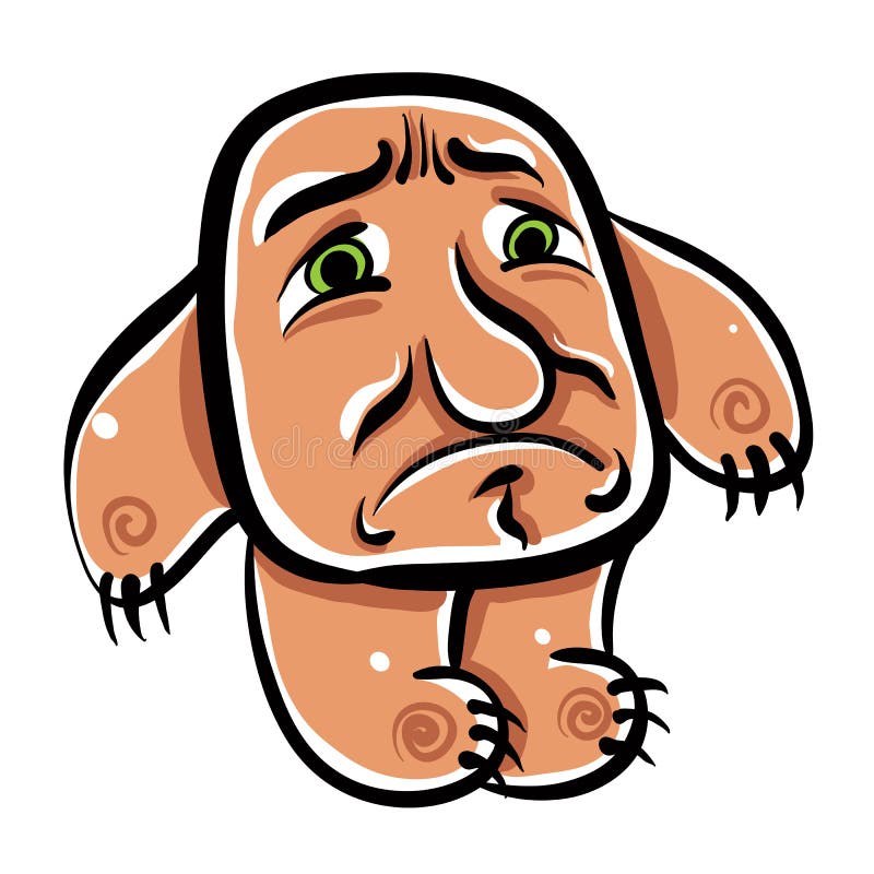 Sad Cartoon Monster, Vector Illustration. Stock Vector - Illustration ...