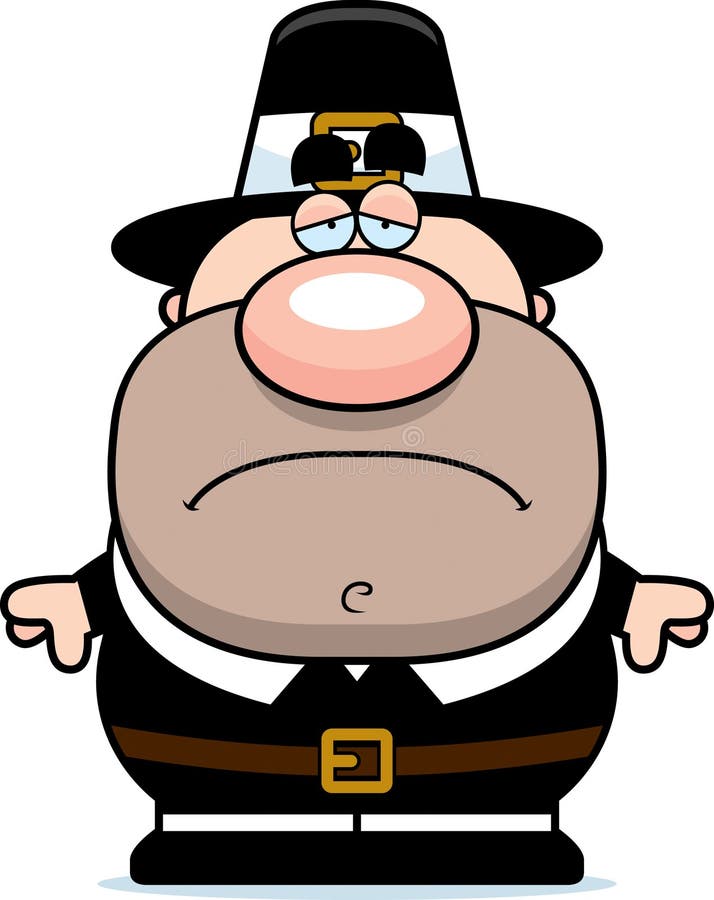 Sad Cartoon Pilgrim stock vector. Illustration of people - 47715415