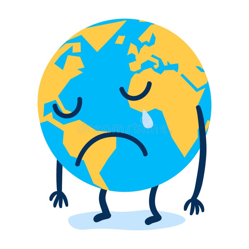 Sad Planet Earth stock vector. Illustration of drop, graphic - 93846399
