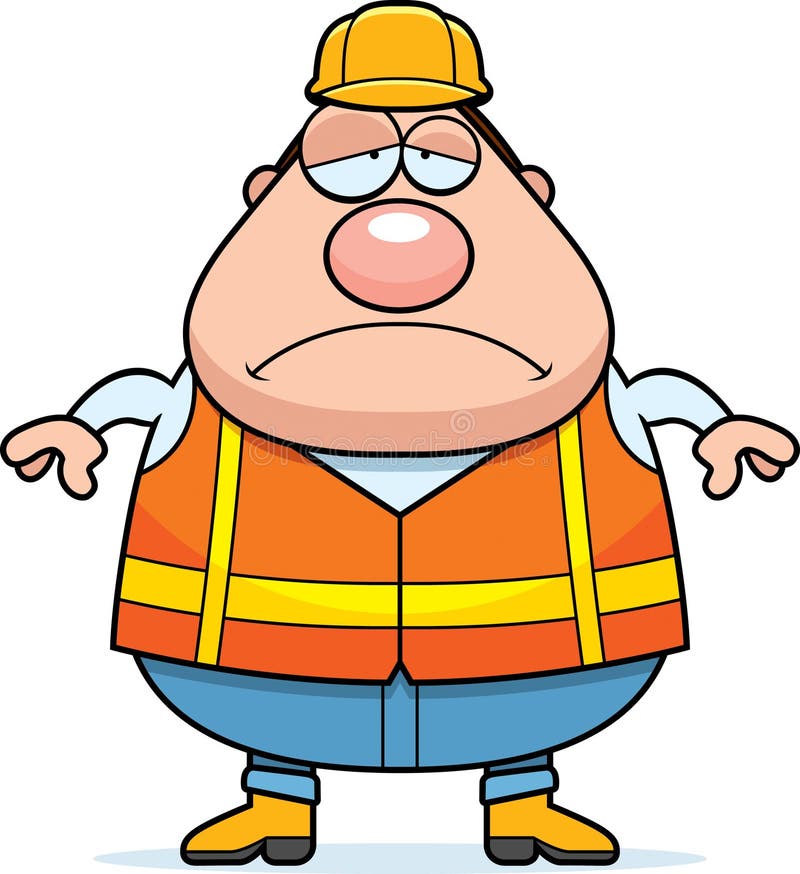 Sad Cartoon Road Worker stock vector. Illustration of work - 51377082