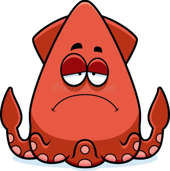Sad Cartoon Squid stock vector. Illustration of animal - 47412520