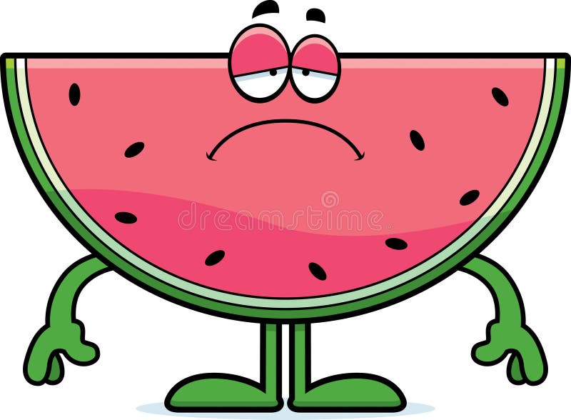 Sad Cartoon Watermelon stock vector. Illustration of slice - 47366628