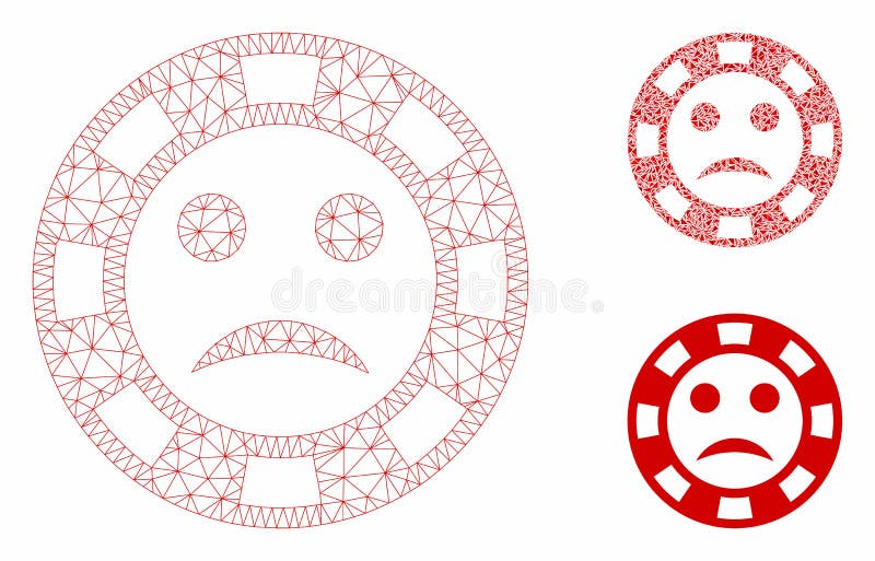 Sad Casino Chip Vector Mesh Modelo De Red E Icono De Mosaico Triangular ...