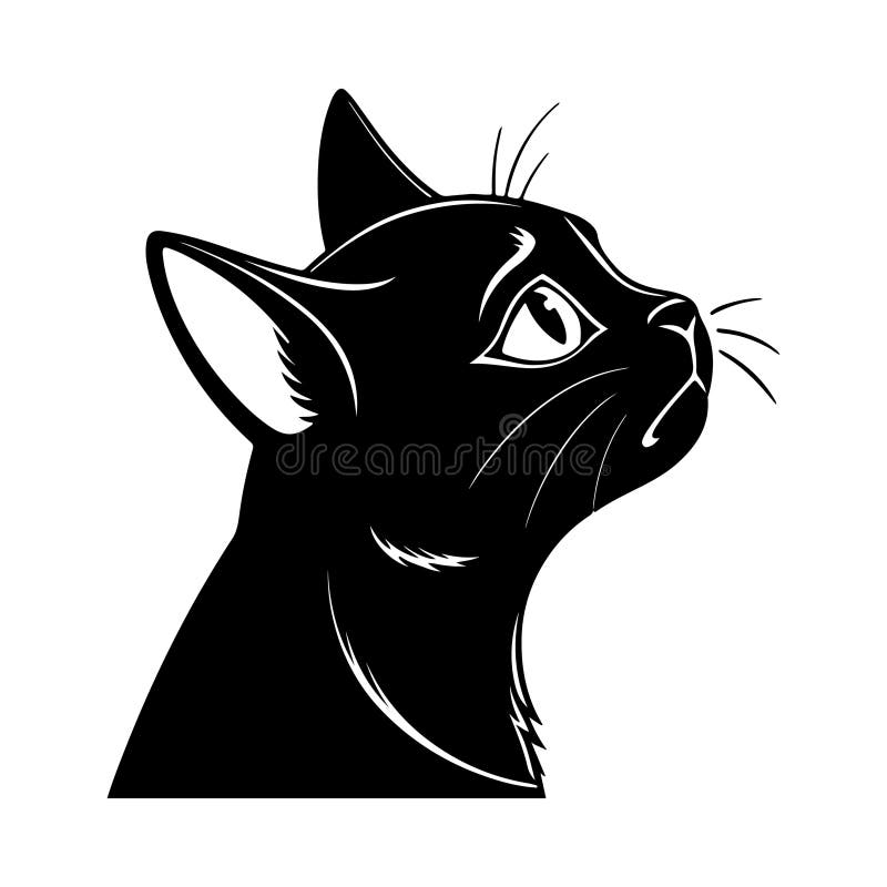 Sad Cat Face Silhouette with Angled Eyes Expression Stock Vector ...