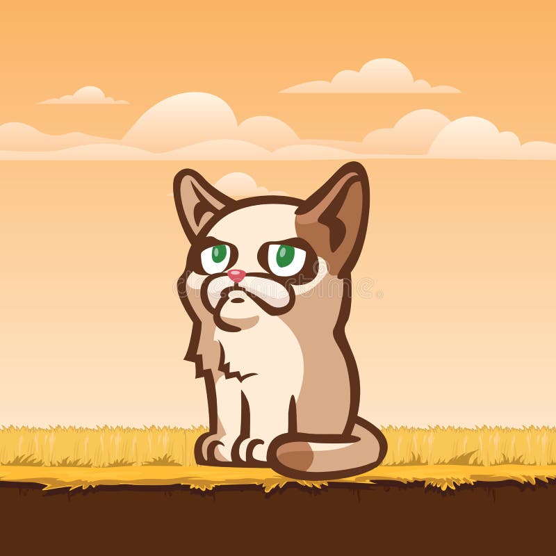 Sad Cat Sitting on the Ground, Illustration Stock Illustration ...