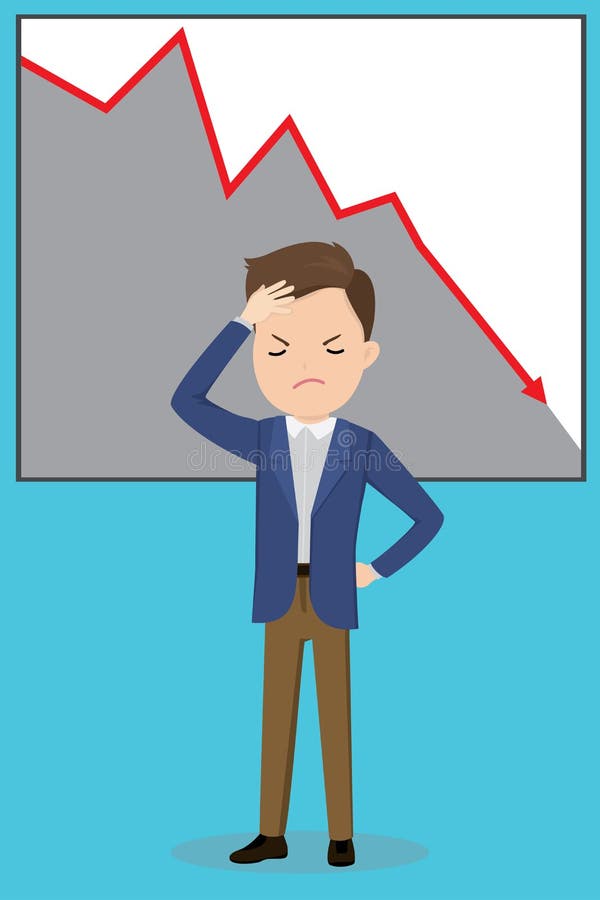 Sad Caucasian Businessman with Falling Red Graph,business Problem ...