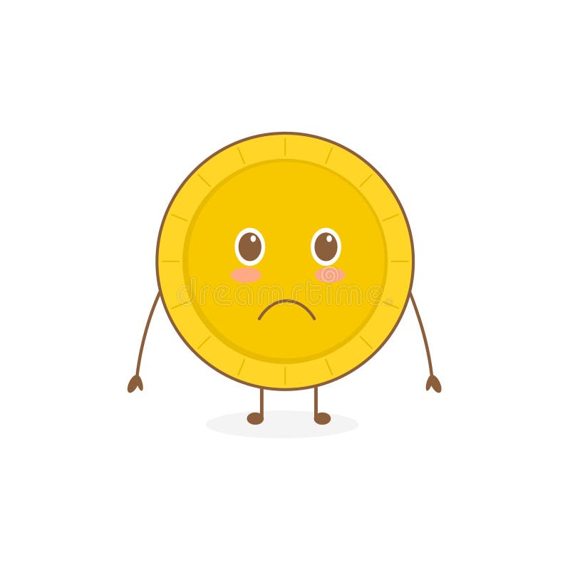 Sad Character Coin Mascot Vector. Cartoon Character Illustration Stock ...