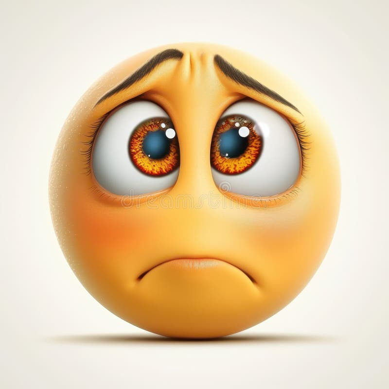 Sad Chibi Emoji with Large Eyes and Furrowed Brows Stock Illustration ...