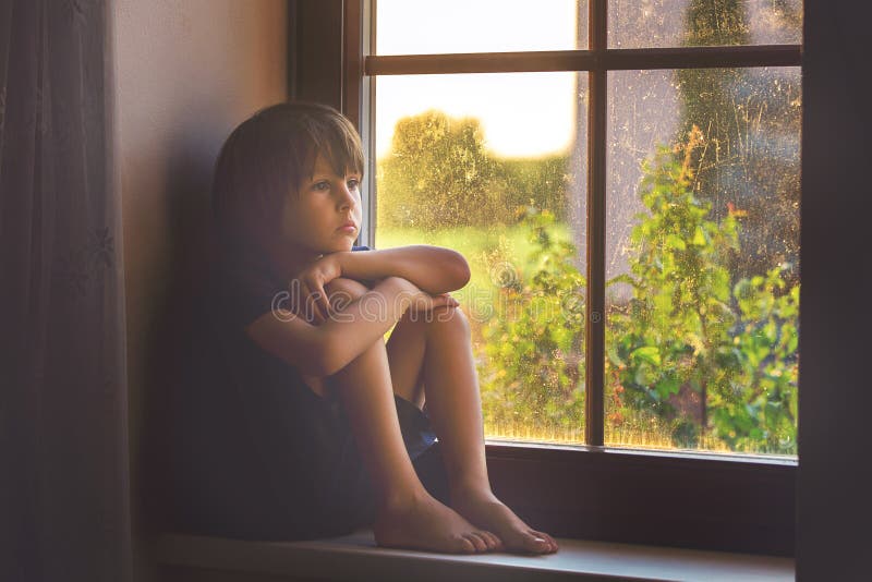 964 Sad Boy Sitting Window Stock Photos - Free & Royalty-Free Stock ...
