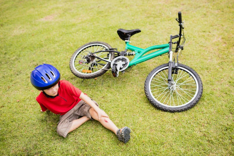 Sad Child Falling from His Bike Stock Photo - Image of gloominess ...