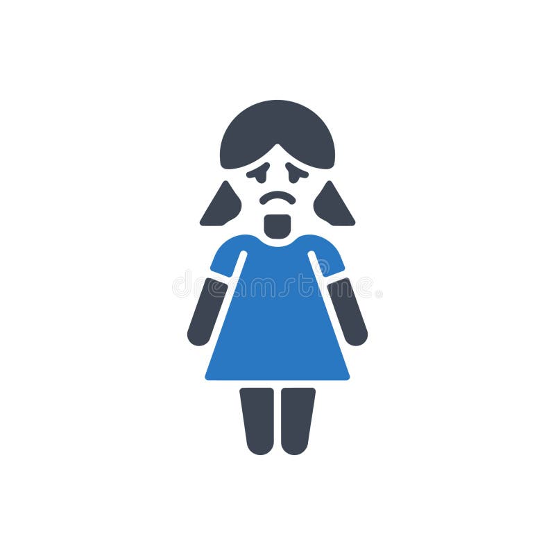 Sad Child Icon stock vector. Illustration of upset, sign - 376290088