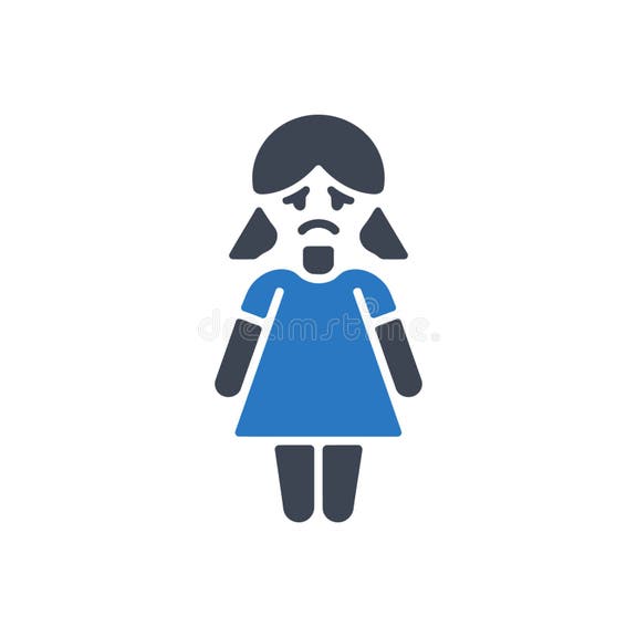 Sad Child Icon stock vector. Illustration of upset, sign - 376290088