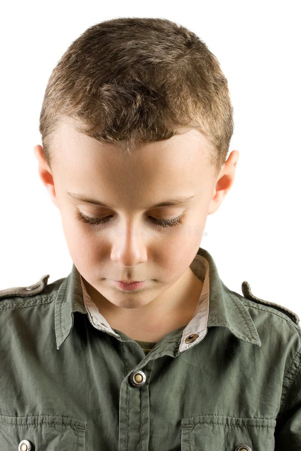 Sad Child, Isolated on White Stock Photo - Image of male, people: 7718844