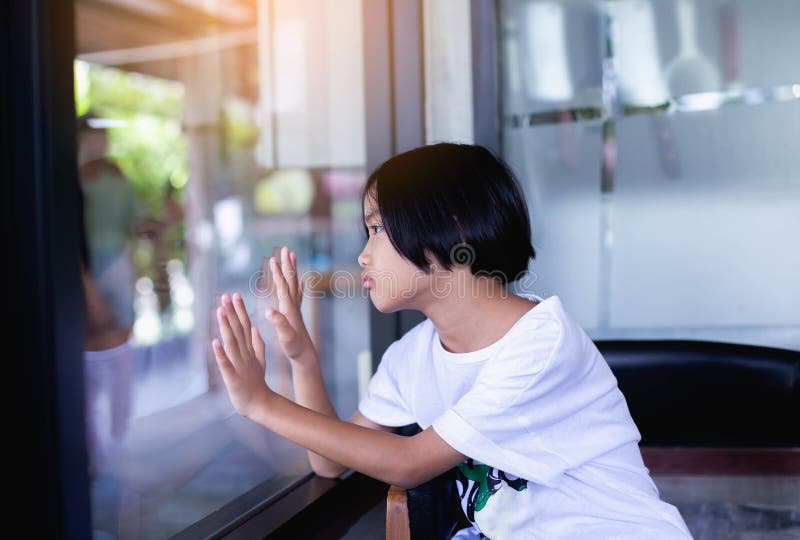 Sad Child in Isolation at Home Stock Image - Image of indoors, window ...