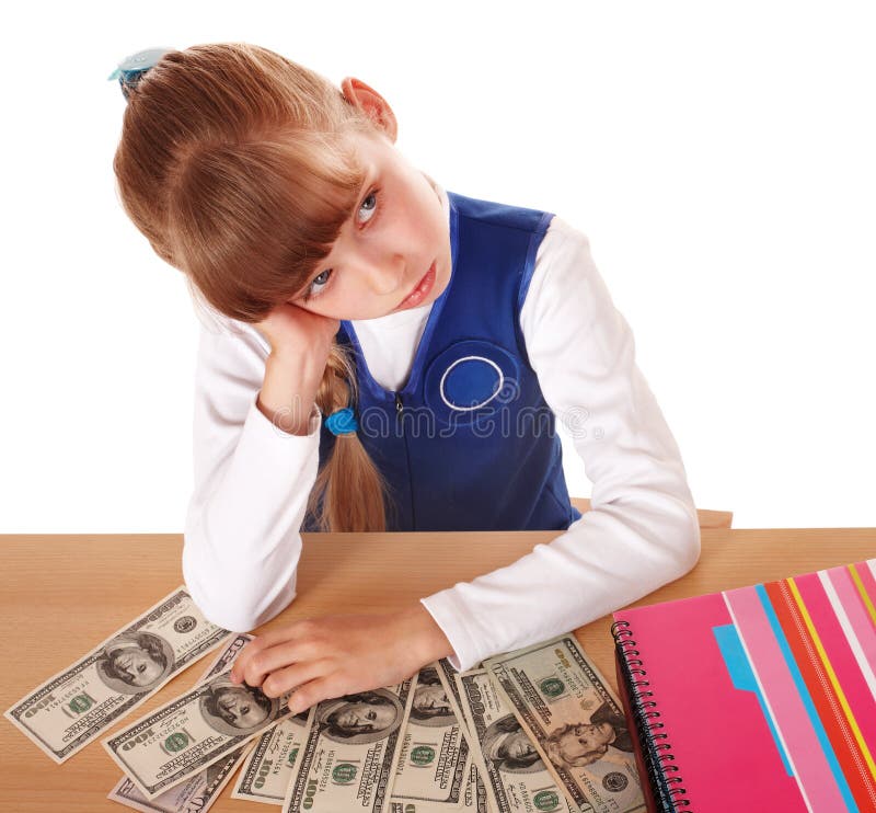 Sad Child with Money Dollar. Stock Image - Image of childhood, cash ...