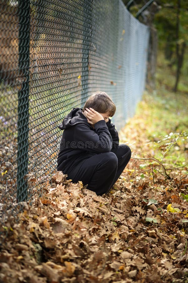 Sad Lonely Child in the Park Stock Photo - Image of prayer, grief: 32350596