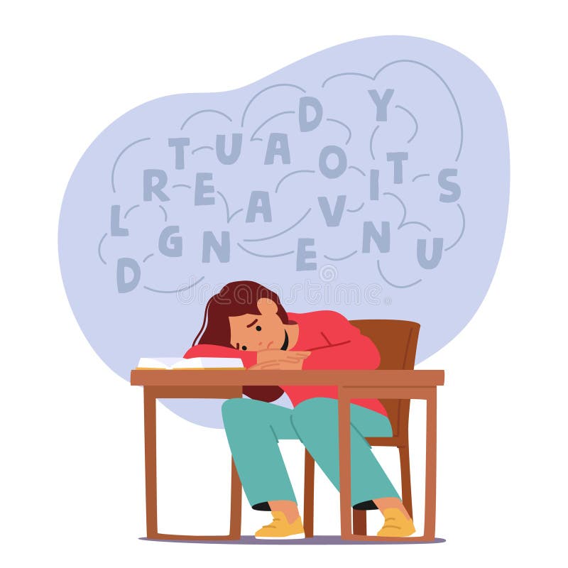 Tired Schoolboy Sleep at the Table during Studying Stock Vector ...