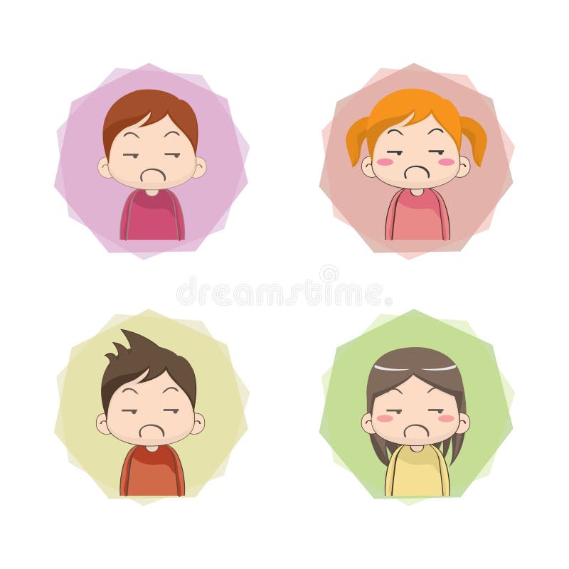 Sad Children. Vector Illustration Decorative Background Design Stock ...